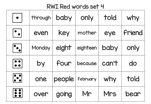 Roll and Read Read Write Inc - RWI Red word board games for phonics ...
