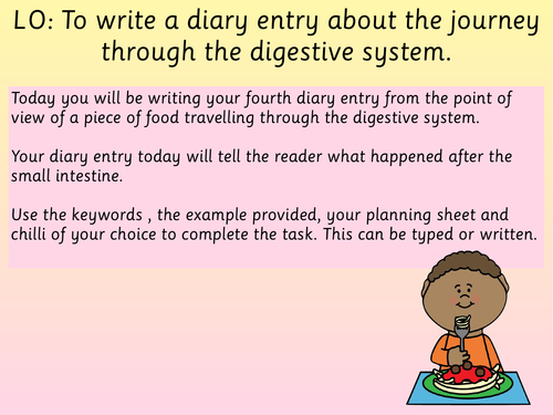 Diary Entry- Year 4- Journey through the digestive system. | Teaching ...