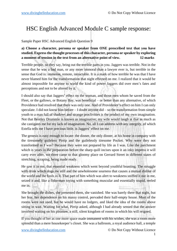 HSC Advanced English The Craft of Writing - Sample Paper response Great ...