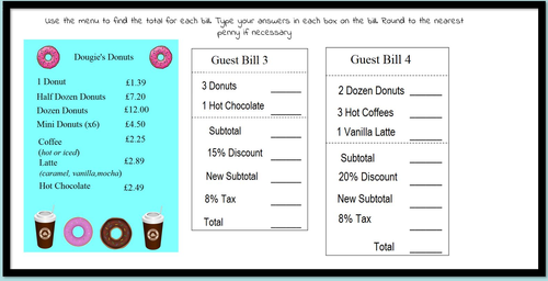 Percentage of Amounts - Real-World Cafe Activity | Teaching Resources