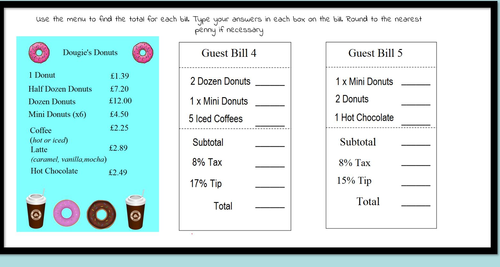 Percentage of Amounts - Real-World Cafe Activity | Teaching Resources