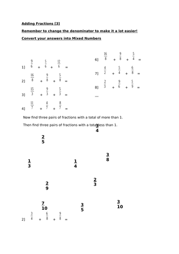 Adding Fractions Worksheets and PowerPoint | Teaching Resources
