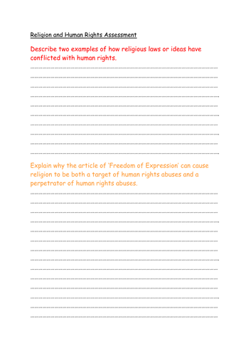 Religion and Human Rights Assessment | Teaching Resources