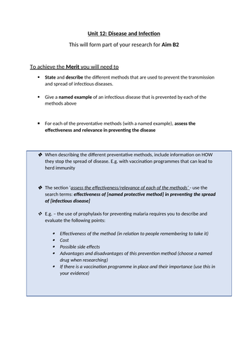 Unit 12 Diseases Assignment B - BTEC L3 Applied Science | Teaching ...