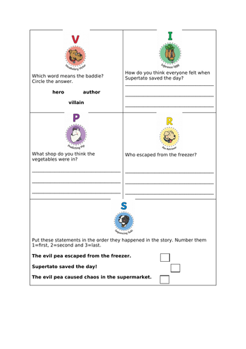 English Literacy Y1 Y2 VIPRS Comprehension Questions Bundle | Teaching ...