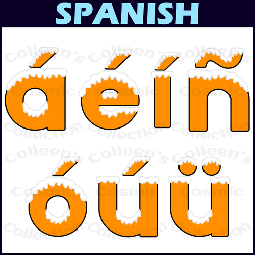 Winter Snow Lowercase Letters Clipart - with Spanish Accents | Teaching ...