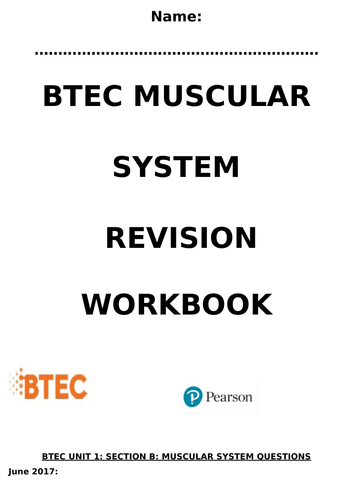 BTEC SPORT L3 Unit 1 Anatomy & Physiology Revision Workbook's | Teaching Resources
