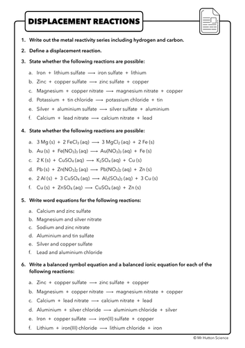 4.7 Displacement reactions (Extracting metals), AQA Chemistry ...