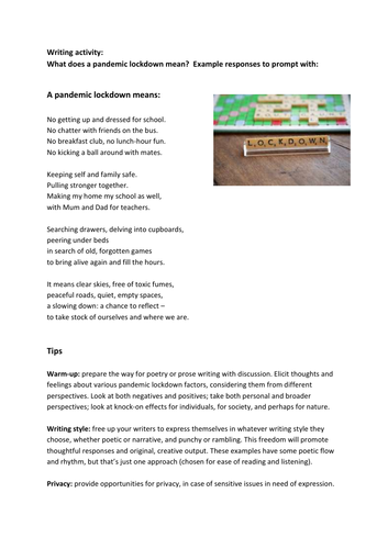 Lockdown Writing - Guide | Teaching Resources