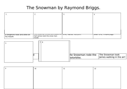 The Snowman Literacy Work | Teaching Resources