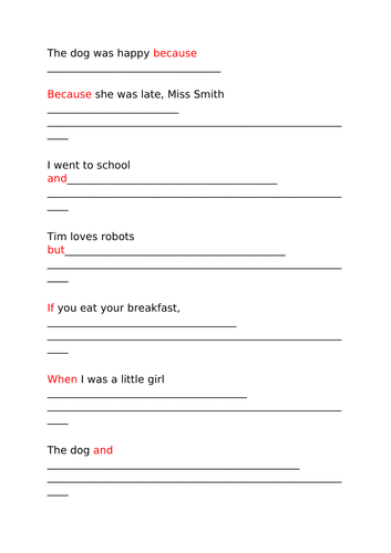 Conjunction Activities Year 2 | Teaching Resources