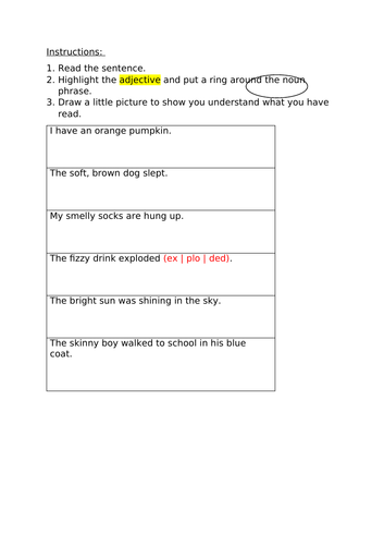 Sentence Building and Editing Activities Including Adjectives and Nouns ...