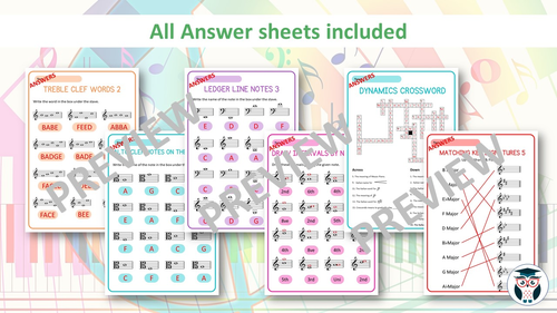 250+ Music Worksheets and Answer sheets - English Terminology ...