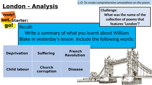 AQA London - William Blake - FULL ANALYSIS LESSON - FULLY ANNOTATED ...