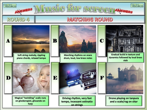 Music for Screen Quiz | Teaching Resources
