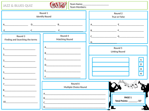 Jazz and Blues Quiz | Teaching Resources