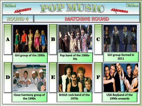 Pop Chart Music Quiz | Teaching Resources