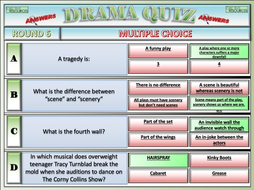 Back to School Quiz - Drama & English | Teaching Resources