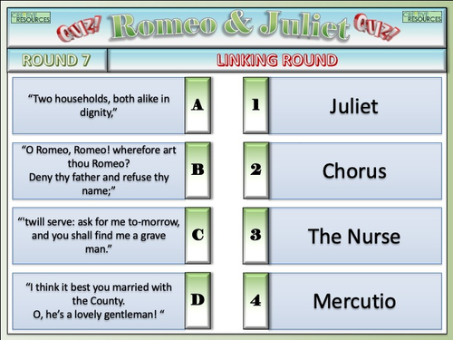 Romeo and Juliet Quiz | Teaching Resources
