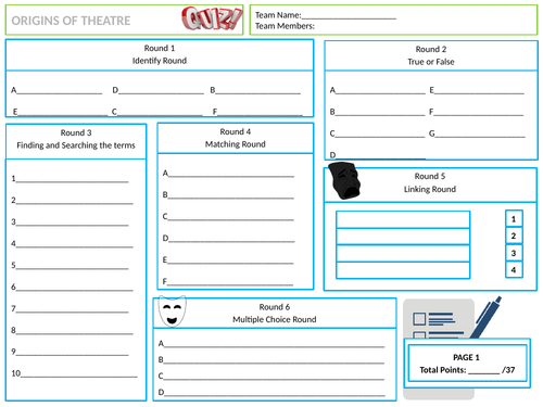 Origins and history of Theatre Drama Quiz | Teaching Resources
