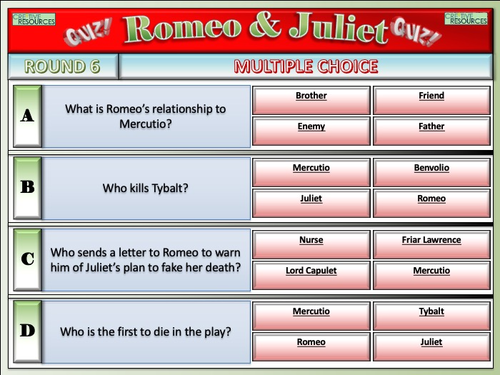Shakespeare - Romeo and Juliet Quiz | Teaching Resources