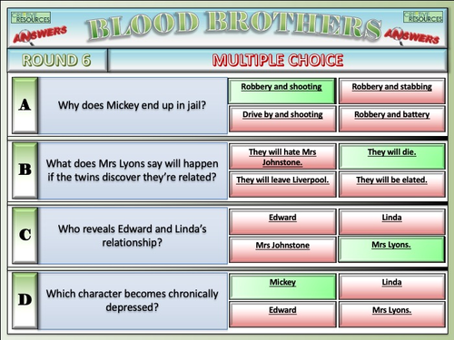 Blood Brothers Quiz | Teaching Resources