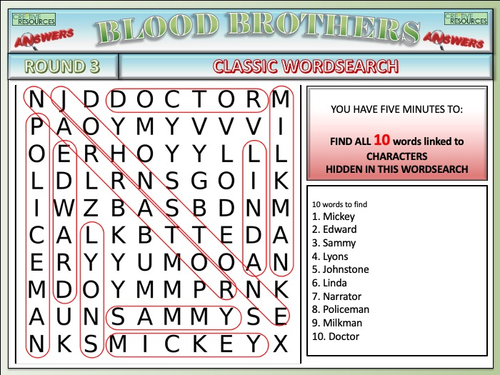 Blood Brothers Quiz | Teaching Resources