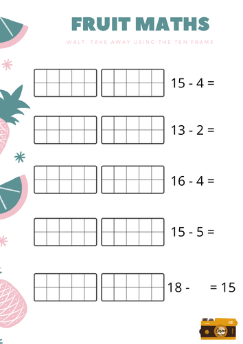 KS1 Fruit Subtraction Pack - Using a Ten Frame | Teaching Resources