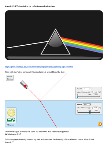 MYP IGCSE Refraction / Reflection script | Teaching Resources