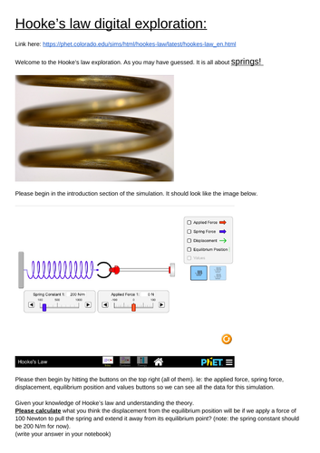 IB DP Physics topic 2 Hookes Law script | Teaching Resources