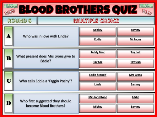 Blood Brothers Ks4 Revision Fun Quiz | Teaching Resources