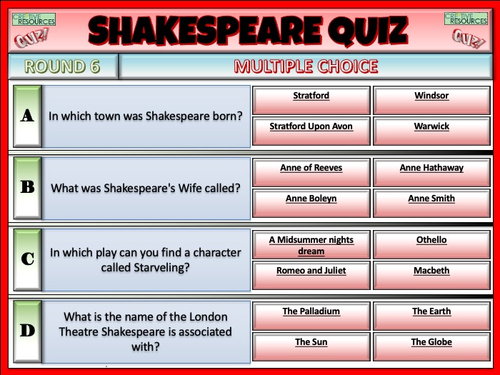 Shakespeare Quiz | Teaching Resources
