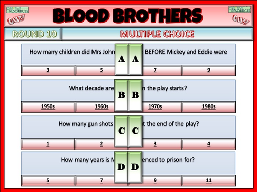 Blood Brothers Quiz | Teaching Resources