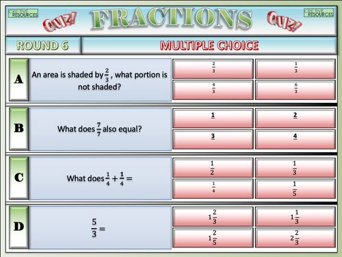 Fractions Ks3 Maths Revision Quiz | Teaching Resources