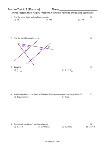 Numeracy Assessments - fractions, negatives, algebra, etc. | Teaching ...