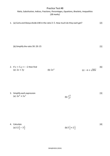 Numeracy Assessments - fractions, negatives, algebra, etc. | Teaching ...