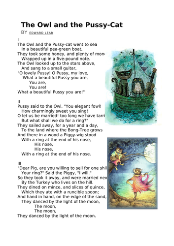 Owl and the Pussycat | Teaching Resources