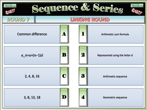 Sequence and Series Maths Quiz | Teaching Resources