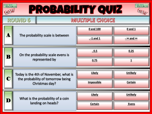 Probability Maths Quiz | Teaching Resources