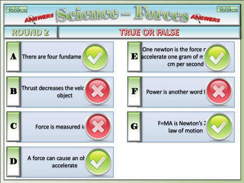 Forces Science Quiz | Teaching Resources