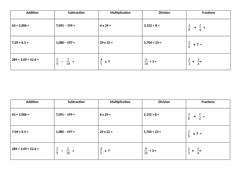 Daily Maths Arithmetic | Teaching Resources