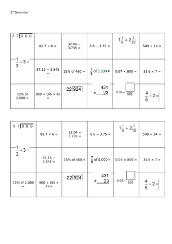 Daily Maths Arithmetic | Teaching Resources