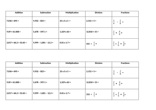 Daily Maths Arithmetic | Teaching Resources