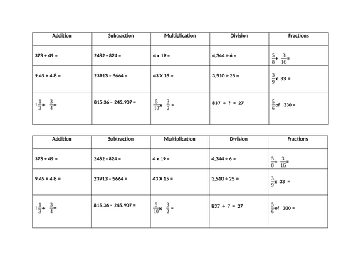 Daily Maths Arithmetic | Teaching Resources