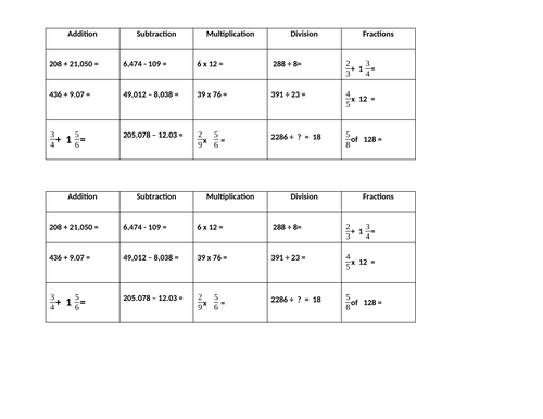 Daily Maths Arithmetic | Teaching Resources