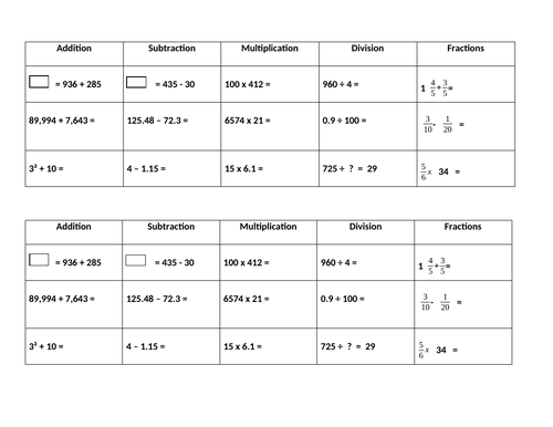 Daily Maths Arithmetic | Teaching Resources