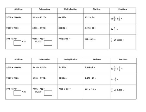 Daily Maths Arithmetic | Teaching Resources