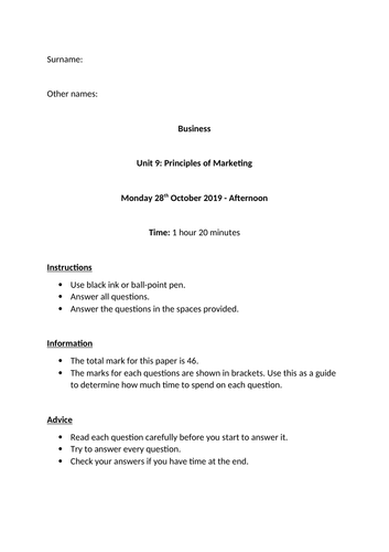 Pearson BTEC Level 1/ Level 2 First Diploma in Business: Unit 9 ... Pearson BTEC Level 1/ Level 2 First Diploma in Business: Unit 9 ...
