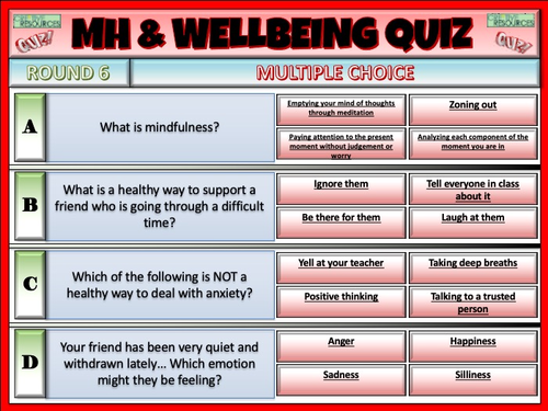 Mental Health and Wellbeing Quiz | Teaching Resources