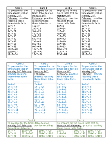 Times Tables | Teaching Resources